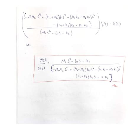 Solved 1 Consider The Two Mass System Shown In Figure 1 Derive The