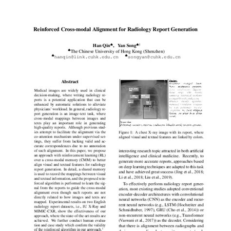 Reinforced Cross Modal Alignment For Radiology Report Generation Acl