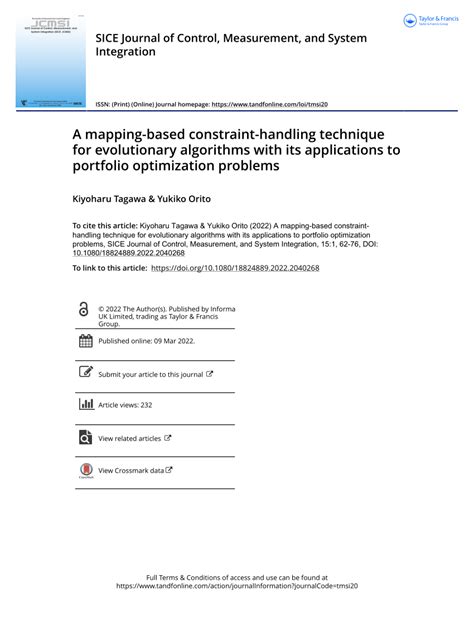Pdf A Mapping Based Constraint Handling Technique For Evolutionary Algorithms With Its