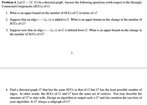 Problem 4 Let G V E Be A Directed Graph Answer Chegg Com