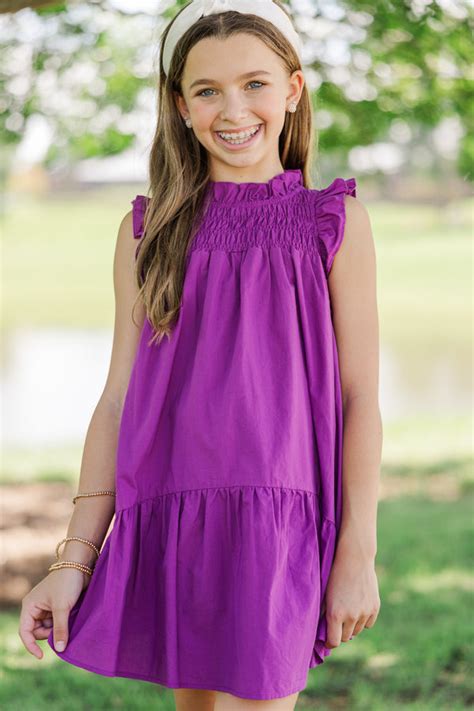Girls Longing For Fun Plum Purple Ruffled Dress Shop The Mint