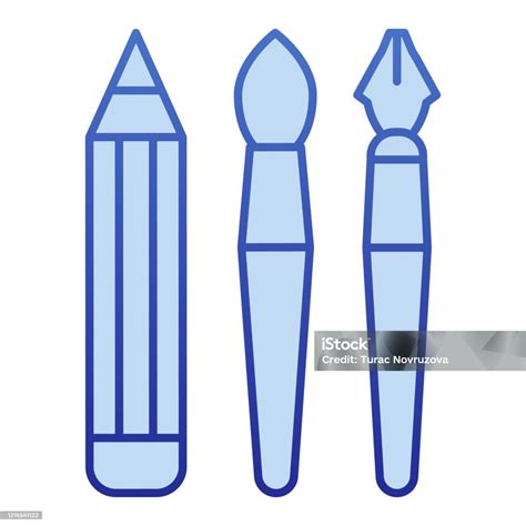 손으로 그린 악기 색상 아이콘입니다 연필 펜 브러시 기호 흰색 배경에 그라데이션 스타일 그림 학교 또는 문구 류 항목은 모바일