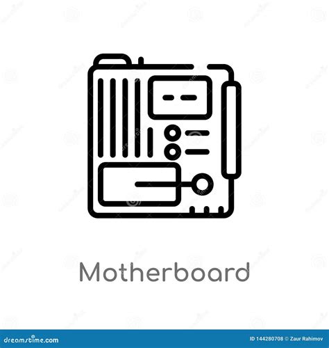 Outline Motherboard Vector Icon Isolated Black Simple Line Element Illustration From Electronic