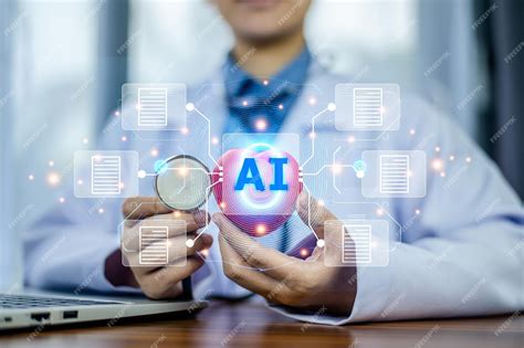 현대 의료 기술과 Iot 자동화에서 Ai 인공지능을 사용하는 의사 Ai 문서 관리 개념을 사용하는 의사 프리미엄 사진
