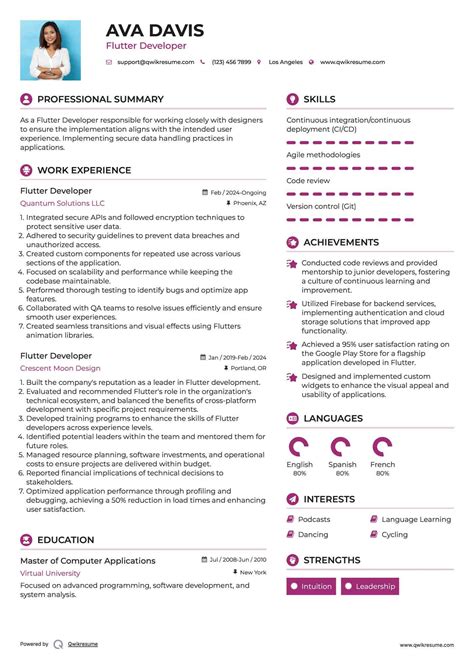 10 Flutter Developer Resume Samples And Templates For 2025
