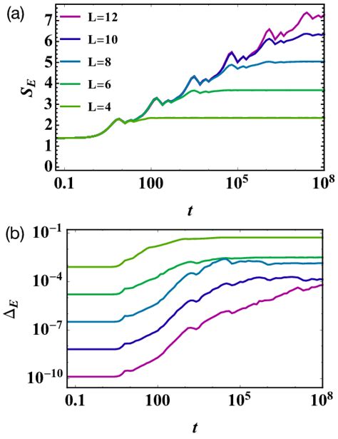 Dynamics Of A The Half Chain Entanglement Entropy And B The