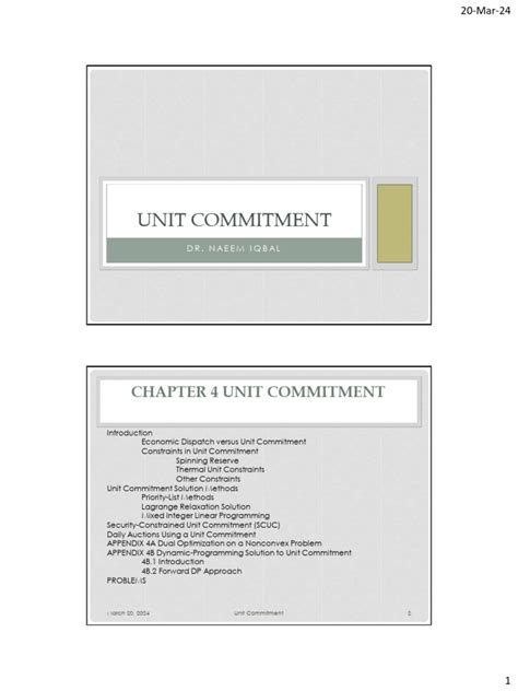 04 Unit Commitment Pdf Mathematical Optimization Numerical Analysis