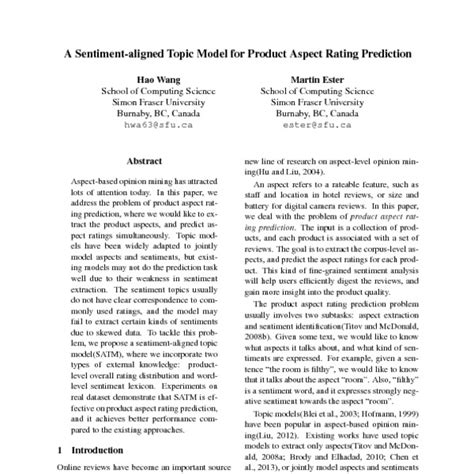 A Sentiment Aligned Topic Model For Product Aspect Rating Prediction