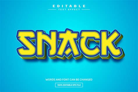 Premium Vector Snack 3d Editable Text Effect Template