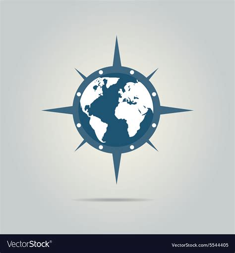 World Globe With Compass Royalty Free Vector Image