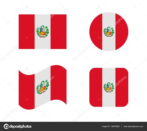 Set 4 Banderas De Perú Vector De Stock 148078925 De ©noche0