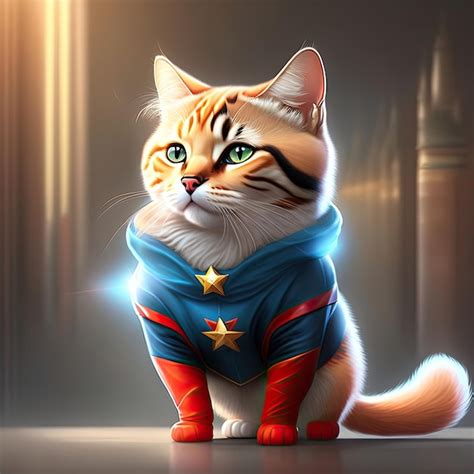 Premium Ai Image Super Hero Cat