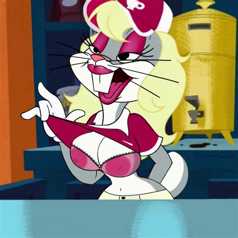Rule 34 Ambiguous Gender Big Breasts Bugs Bunny Lifting Shirt Lipstick Makeup Nipple Bulge