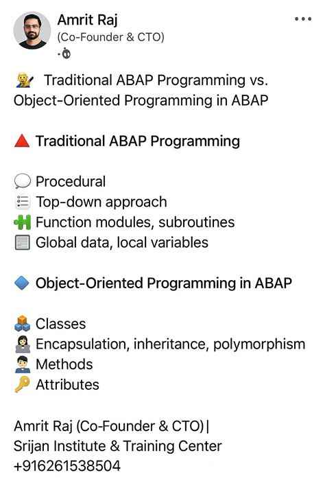 Sap Abap Sapabap Objectorientedprogramming Traditionalabap