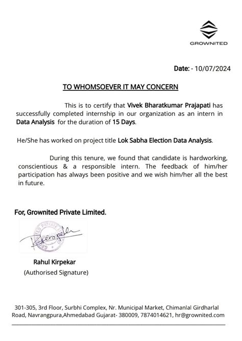 Vivek Prajapati On Linkedin Internship Grownited Careerdevelopment Intern