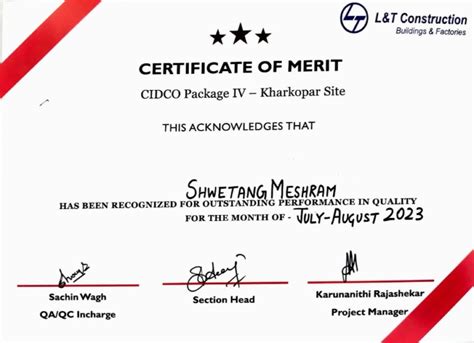shwetang meshram on linkedin finishing larsenandtoubro achievement