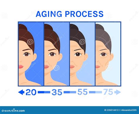Aging Process Of A Beautiful Young Elderly Woman Lady With Wrinkles