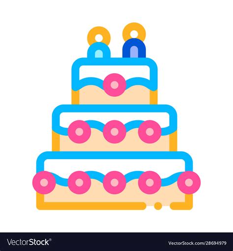 Celebration Wedding Cake Thin Line Icon Royalty Free Vector