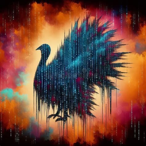 9 Matrix Code And Watercolor A Blend Of Cascading Matrix Code Form Stock