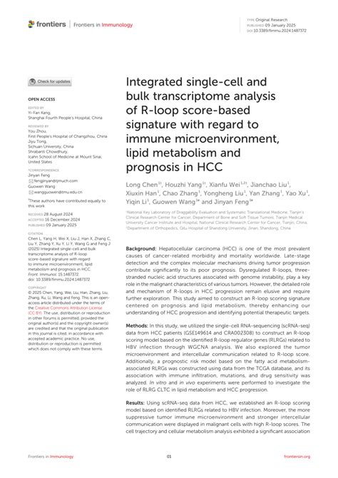pdf integrated single cell and bulk transcriptome analysis of r loop