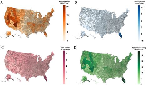 Calculated Energy Saving Maps For A Typical Midrise Apartment Building