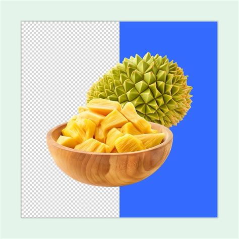 Premium Psd Jackfruit Fruit Psd Jackfruit Pulp In A Wooden Bowl