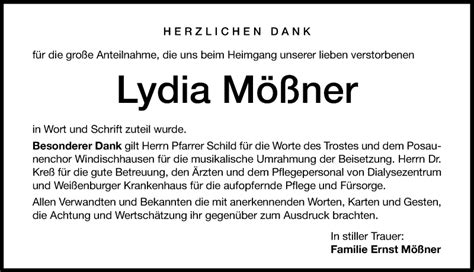Traueranzeigen Von Lydia Mößner Trauernnde