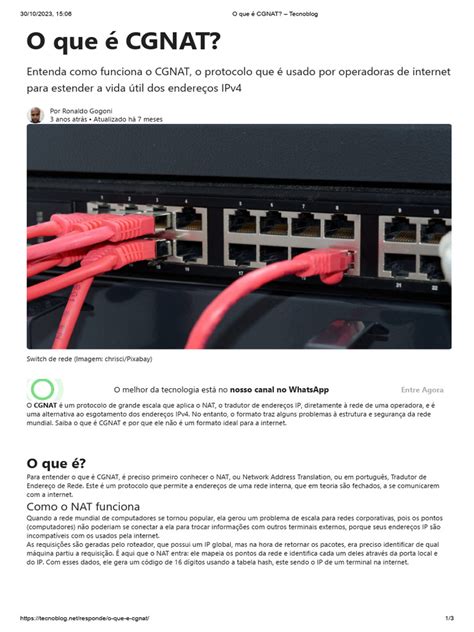 O Que É Cgnat Tecnoblog Download Grátis Pdf Rede De Computadores