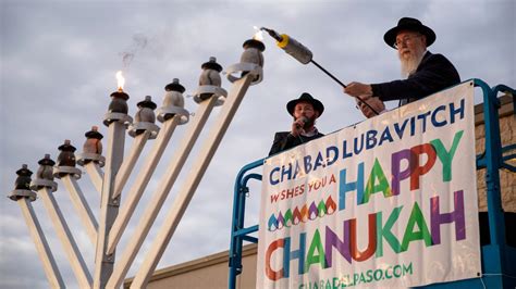 Lighting Of Grand Menorah On First Night Of Hanukkah