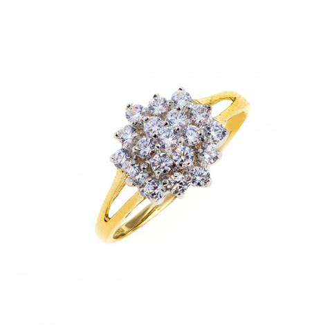 Eternity 9ct Gold Cubic Zirconia Cluster Ring Size O Jewellery From