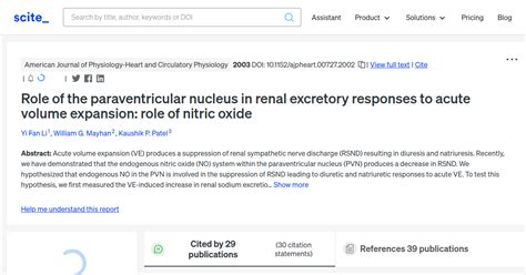 Role Of The Paraventricular Nucleus In Renal Excretory Responses To Acute Volume Expansion Role