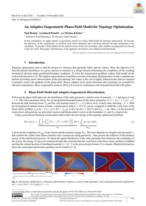 PDF An Adaptive Isogeometric PhaseField Model For Topology Optimization