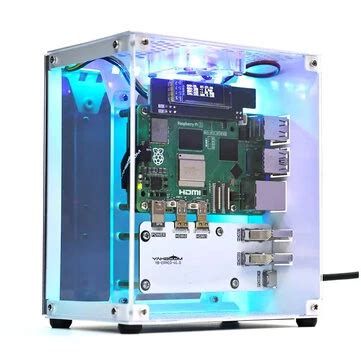 Yahboom Raspberry Pi Case Protective Kit With Cooling Fan Chassis Rgb Color Light Screen