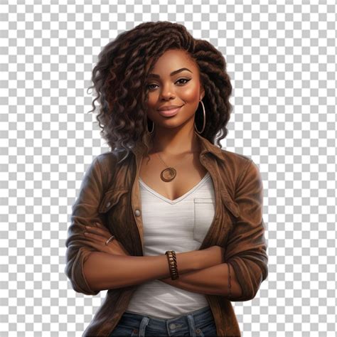 Premium Psd Portrait Of Beautiful Happy Black Woman Standing With