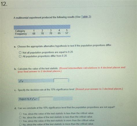 solved a multinomial experiment produced the following