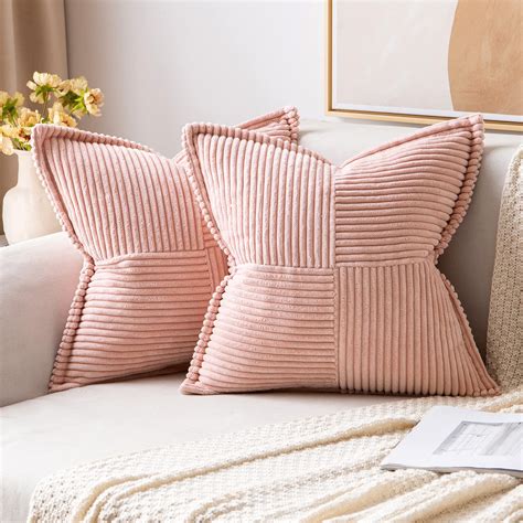 Miulee Corduroy Pillow Covers With Splicing Set Of 2 Super