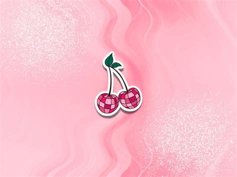 Disco Cherries Vinyl Sticker Laptop Sticker Waterbottle Sticker
