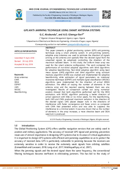 pdf gps anti jamming technique using smart antenna systems