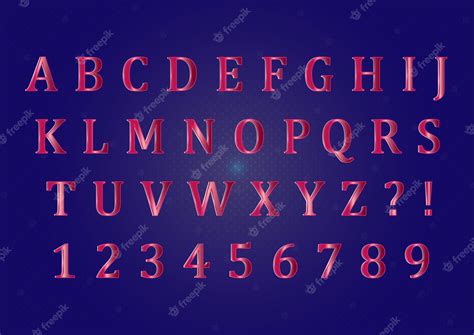 Premium Vector 3d Ruby Color Alphabets Numbers Set