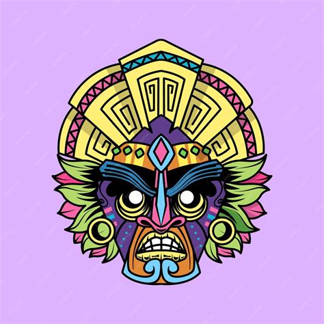 Free Vector Hawaii Tiki Mask Cartoon Vector Icon Illustration