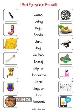 J Sesi Görsel Kelime Eşleştirm Eduhol Etkinlik İndir Oyun Oyna