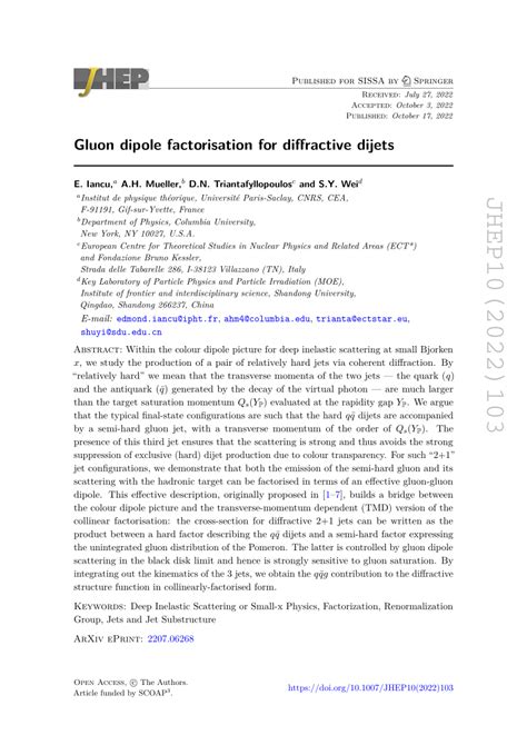 Pdf Gluon Dipole Factorisation For Diffractive Dijets