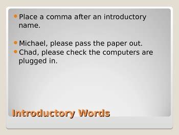 Commas And Introductory Words Power Point By Virginia Villa TpT