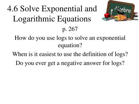 Ppt 4 6 Solve Exponential And Logarithmic Equations Powerpoint Presentation Id 5773144