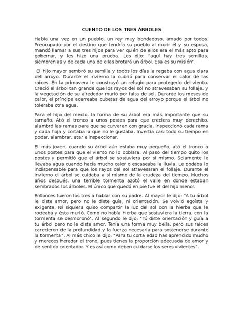 Cuento De Los Tres Árboles Pdf Viajes Y Turismo Hogar Jardinería