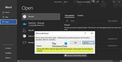 Microsoft Office 无法打开此文件，因为某些部分丢失或无效 Tech Club