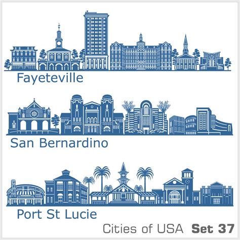 Port Stlucie Skyline Florida Drawn Sketch Usa City Stock Vector