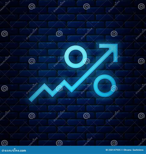 Increasing Neon Graph Sign With Arrow Up On Brick Wall Background Neon