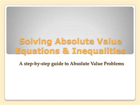 Absolute Value Tutorial Ppt
