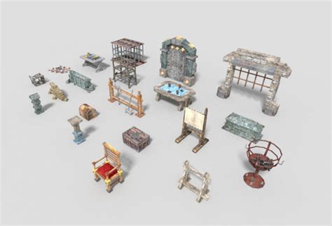Low Poly Dungeon Props Pack D Model Obj Fbx Dae Blend Ds Free D